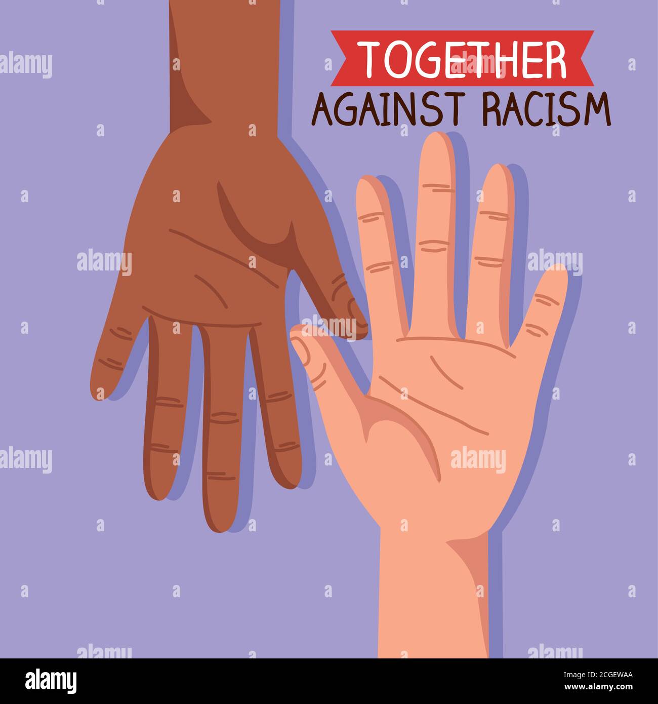 together against racism with hands, black lives matter concept Stock ...