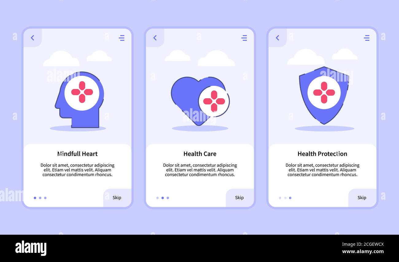 Mindful health heart care health protection onboarding screen for ...