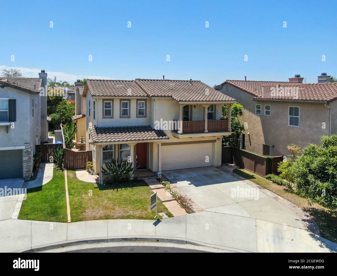 Aerial view of middle class residential villas next to each other in ...