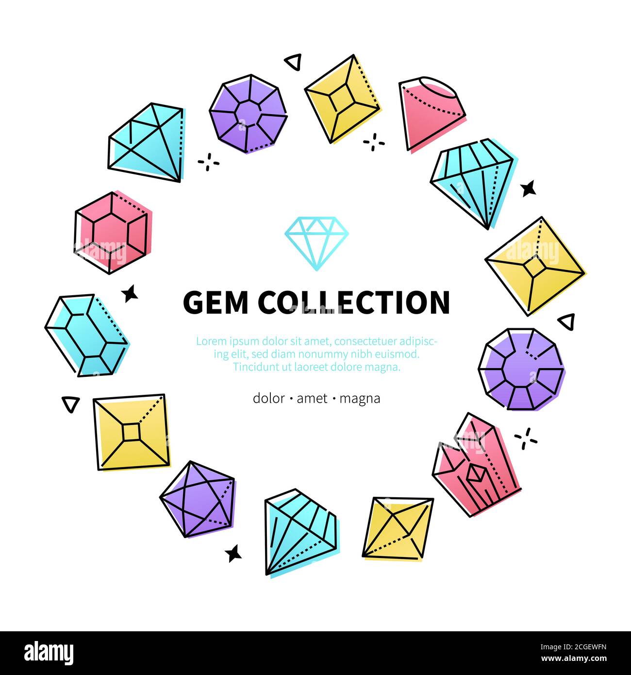 Diamonds jewelry expo - line design style banner Stock Vector Image ...