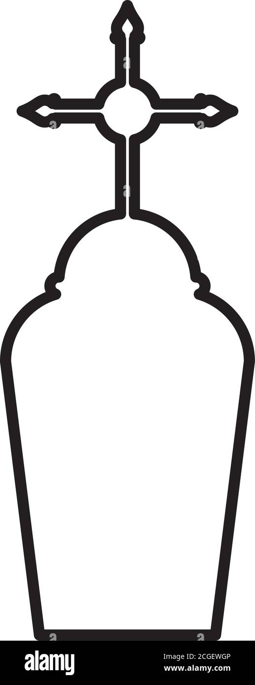 grave with cross design, death tomb cementary and scary theme Vector ...