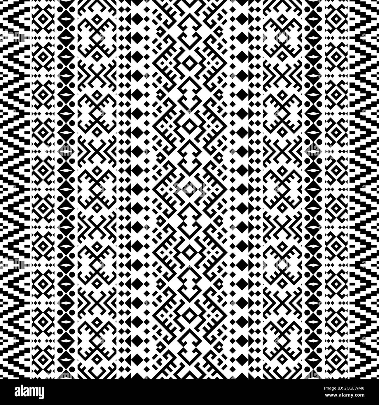 Aztec ethnic seamless pattern design in black and white color. Ethnic ...