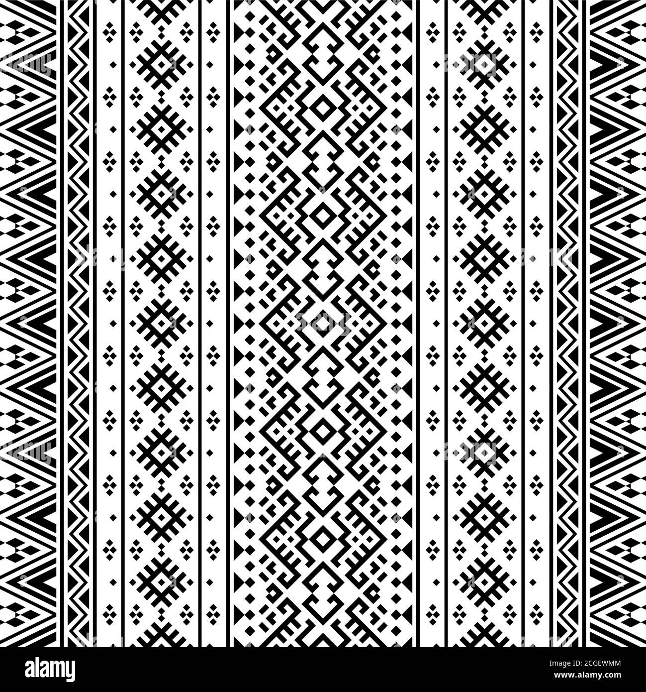 Aztec ethnic seamless pattern design in black and white color. Ethnic ...