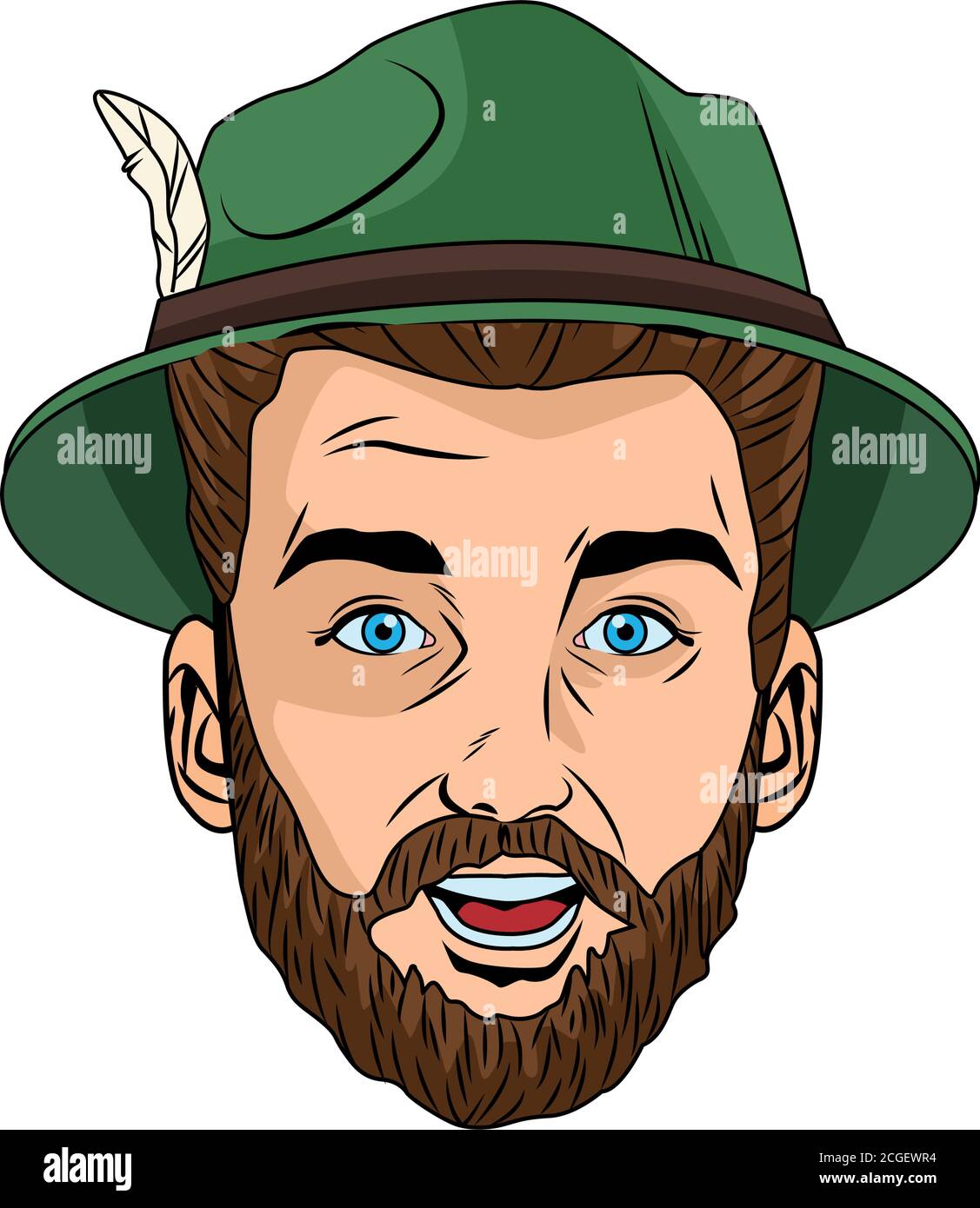 german man wearing tyrolean hat head character vector illustration ...