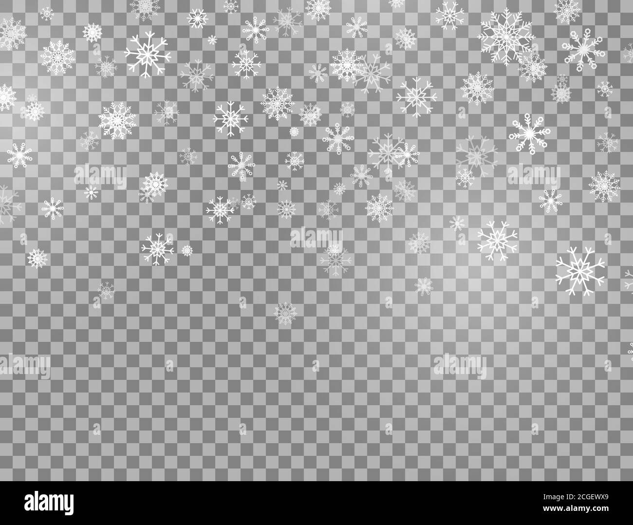 Realistic snowflakes on transparent background. Winter background with ...
