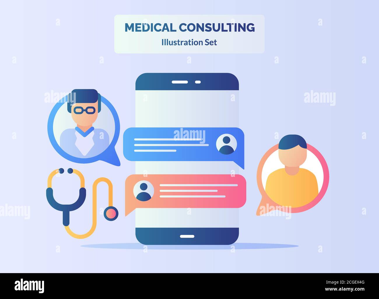 Medical consulting patient doctor chat message smartphone with flat ...