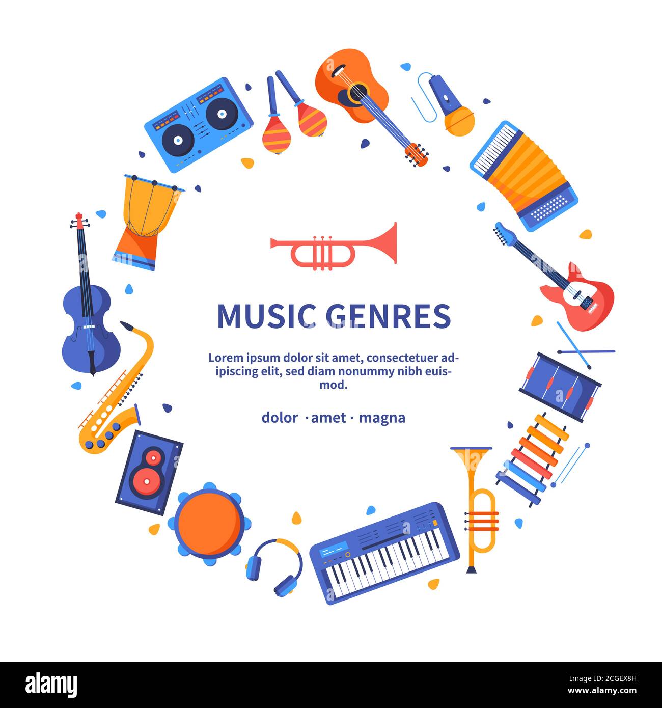 Music genres - colorful flat design style banner Stock Vector Image ...