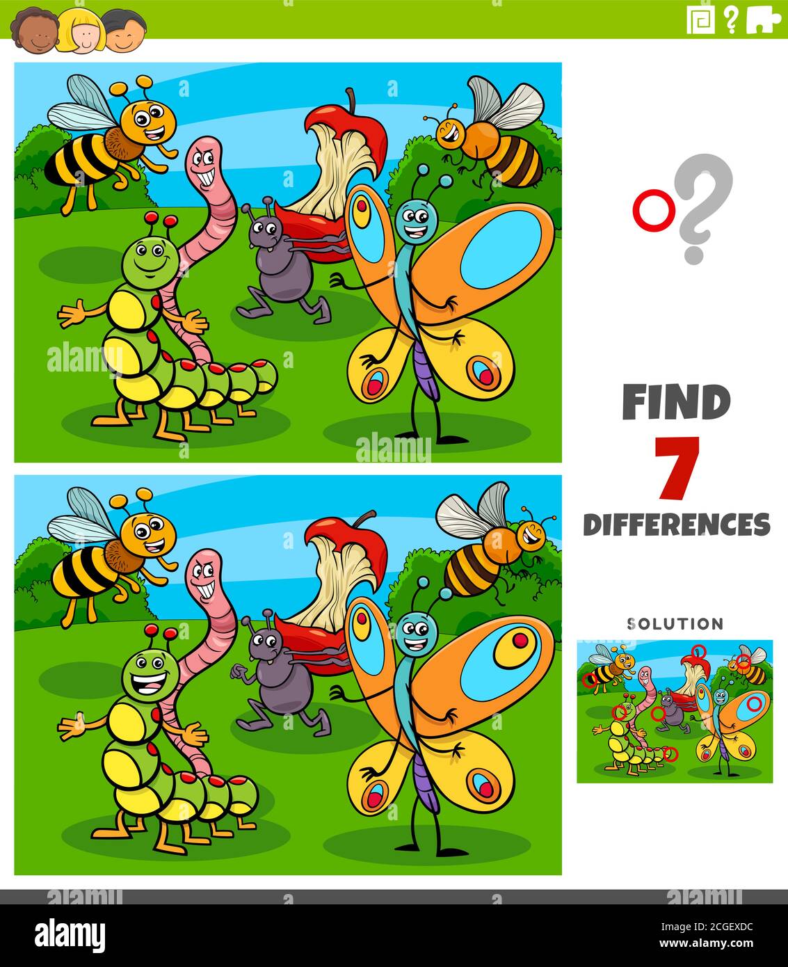 Cartoon Illustration of Finding Differences Between Pictures ...