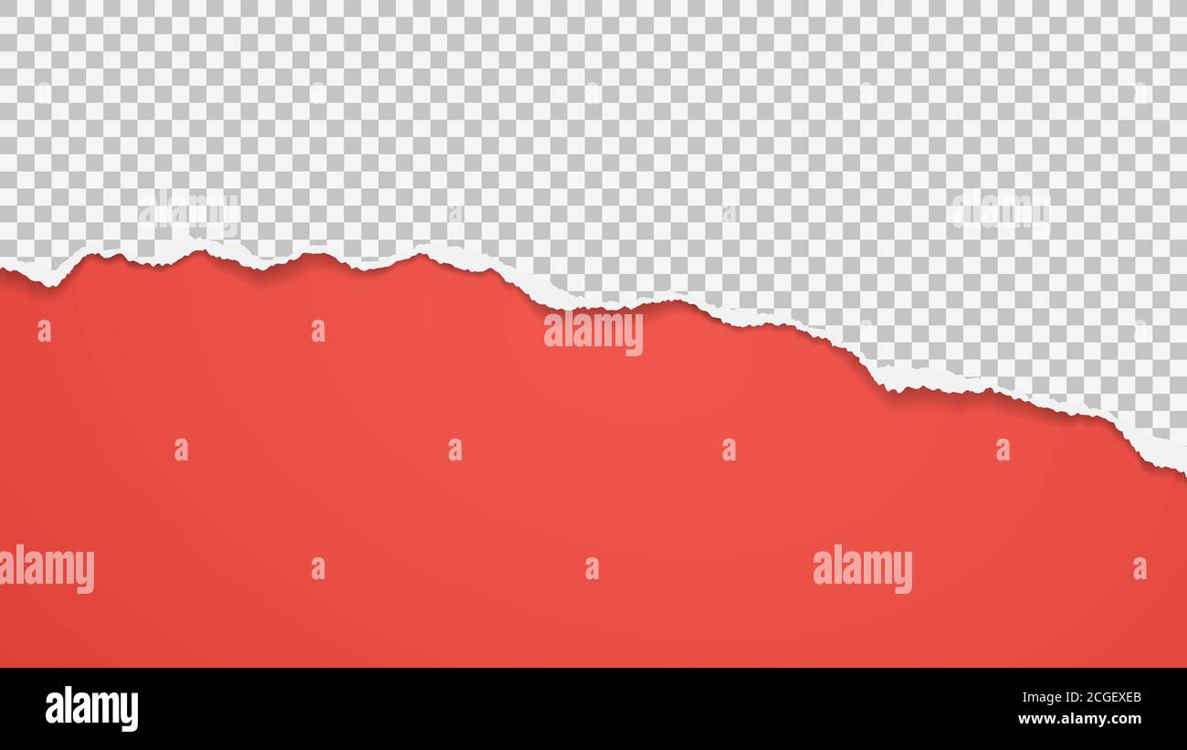 Torn square paper is on red background for text, advertising or design ...