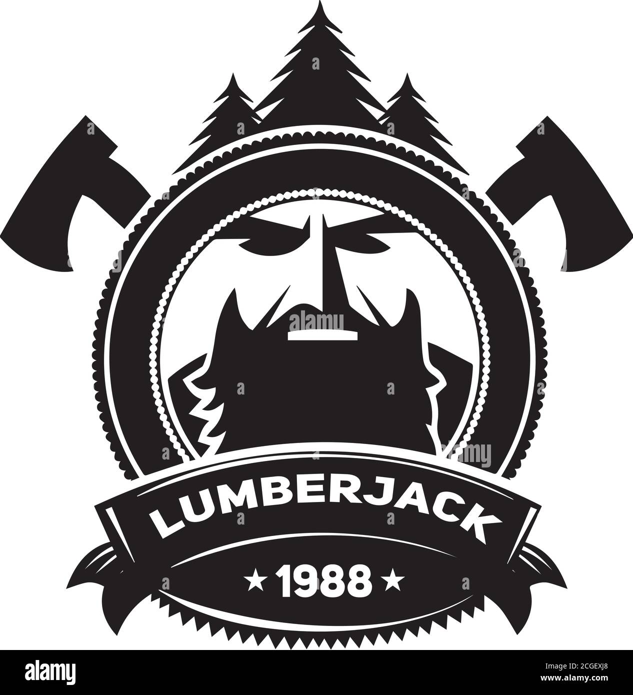 Logo forester. Vector logo lumberjack, black, one-color. Ready-made ...