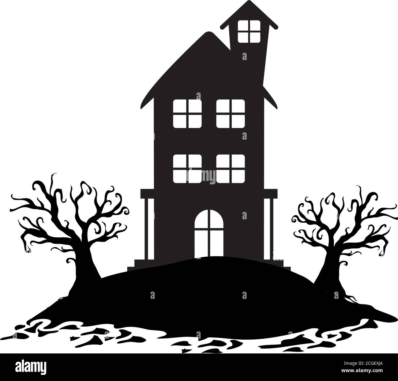 Isolated haunted house in dry forest silhouette , Home real estate ...