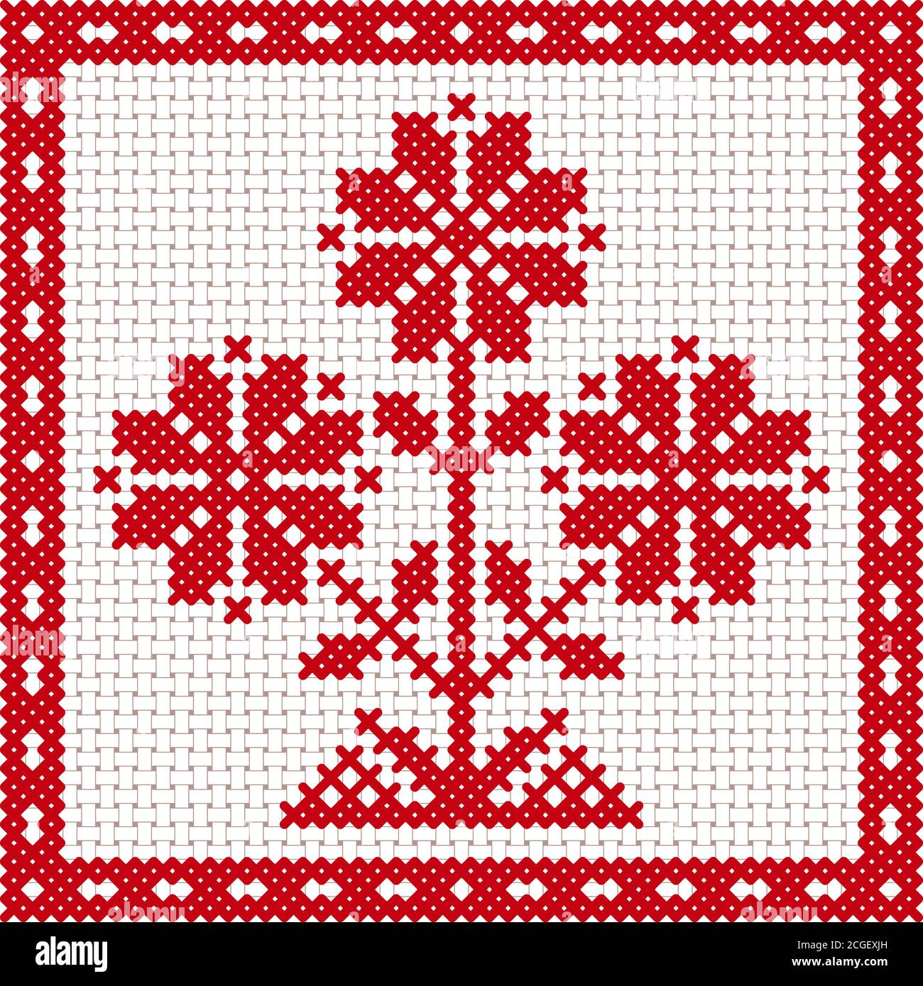 Vector national white and red belarus floral ornament. Slavic ethnic ...