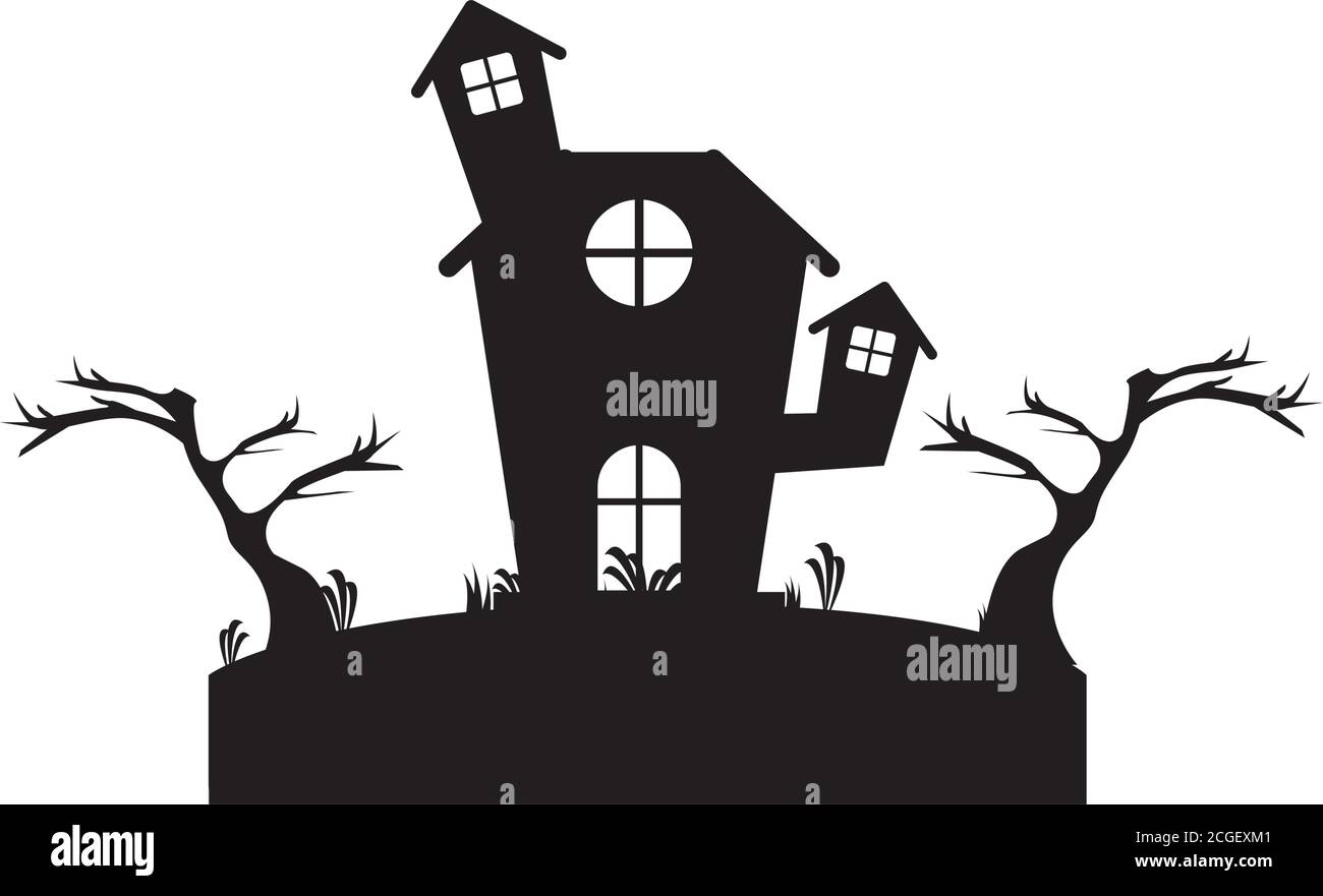 Isolated haunted house in dry forest silhouette , Home real estate ...