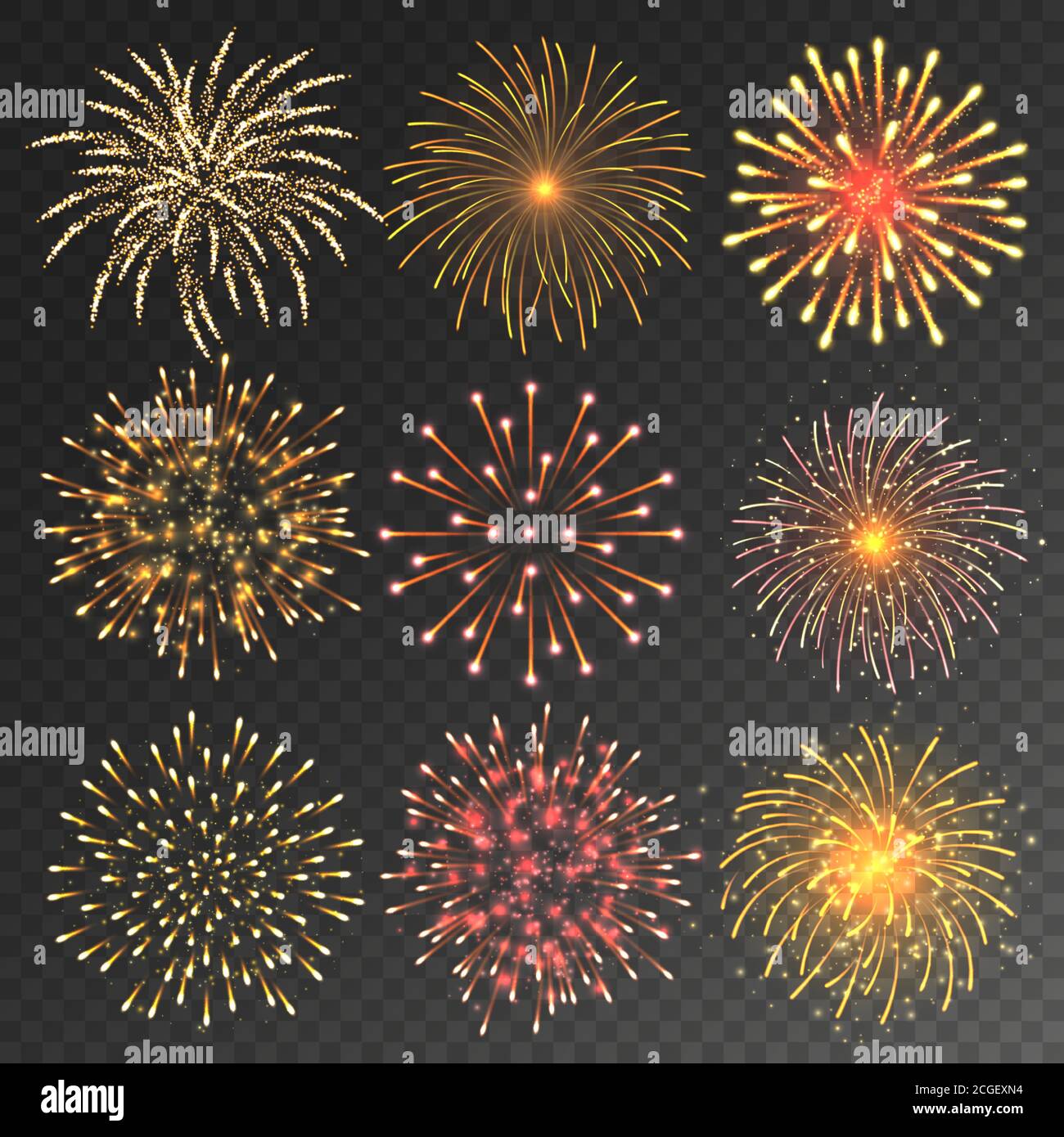 Festive fireworks collection. Realistic colorful firework on ...
