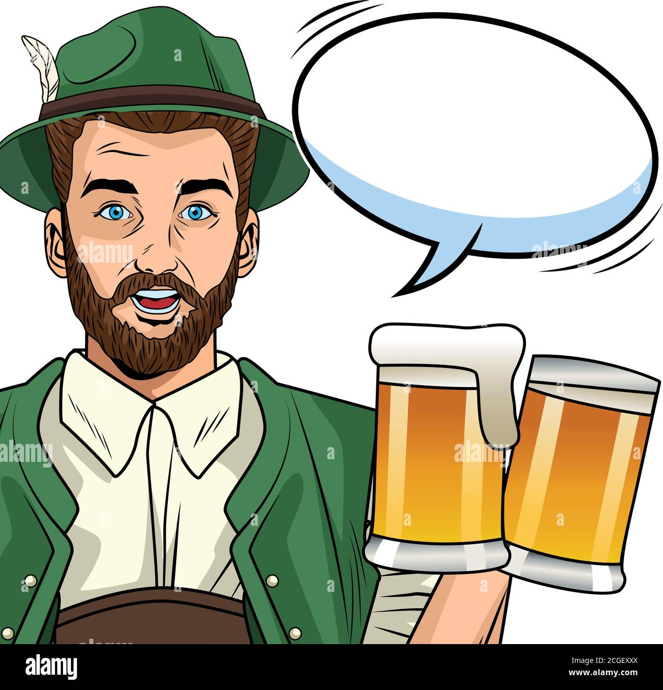 german man wearing tyrolean suit with beers vector illustration design ...