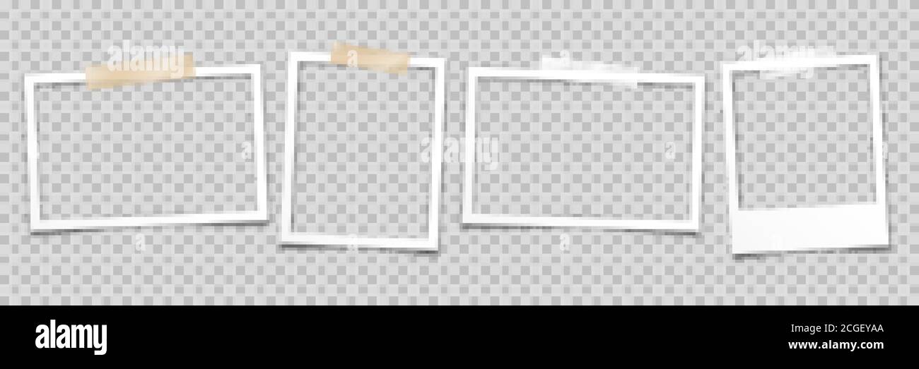 Realistic empty photo card frame, film set. Retro vintage photograph ...