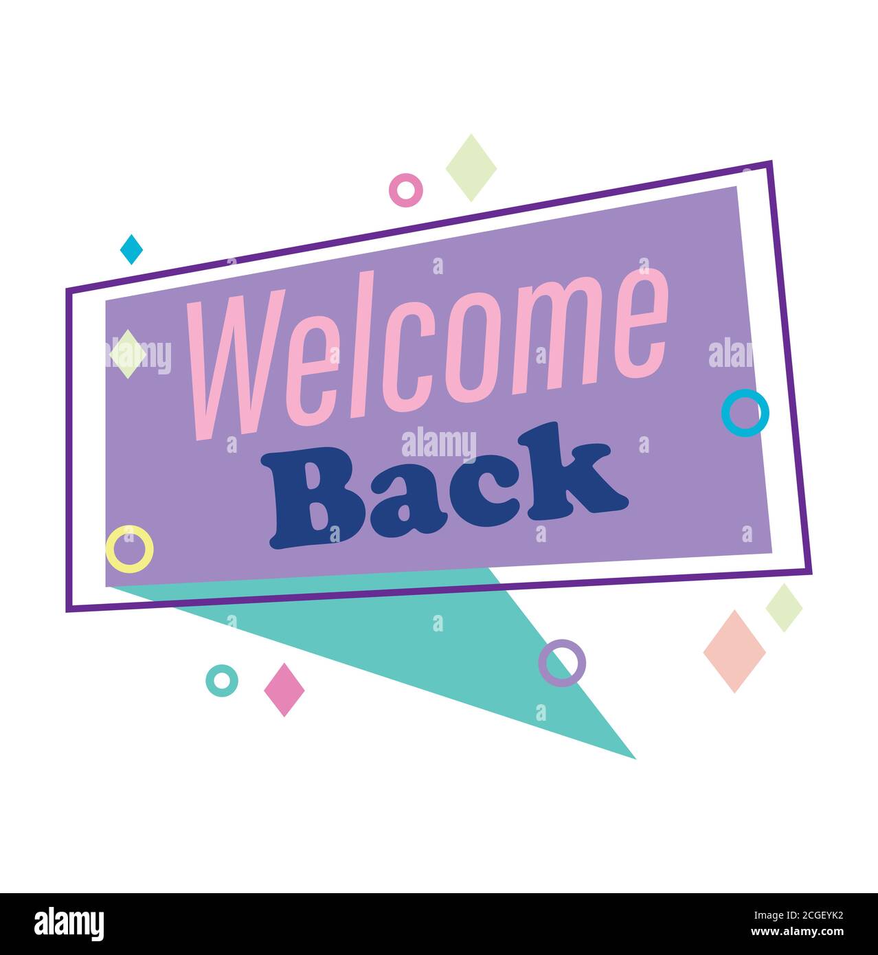 reopening, welcome back message speech bubble, retro style background ...