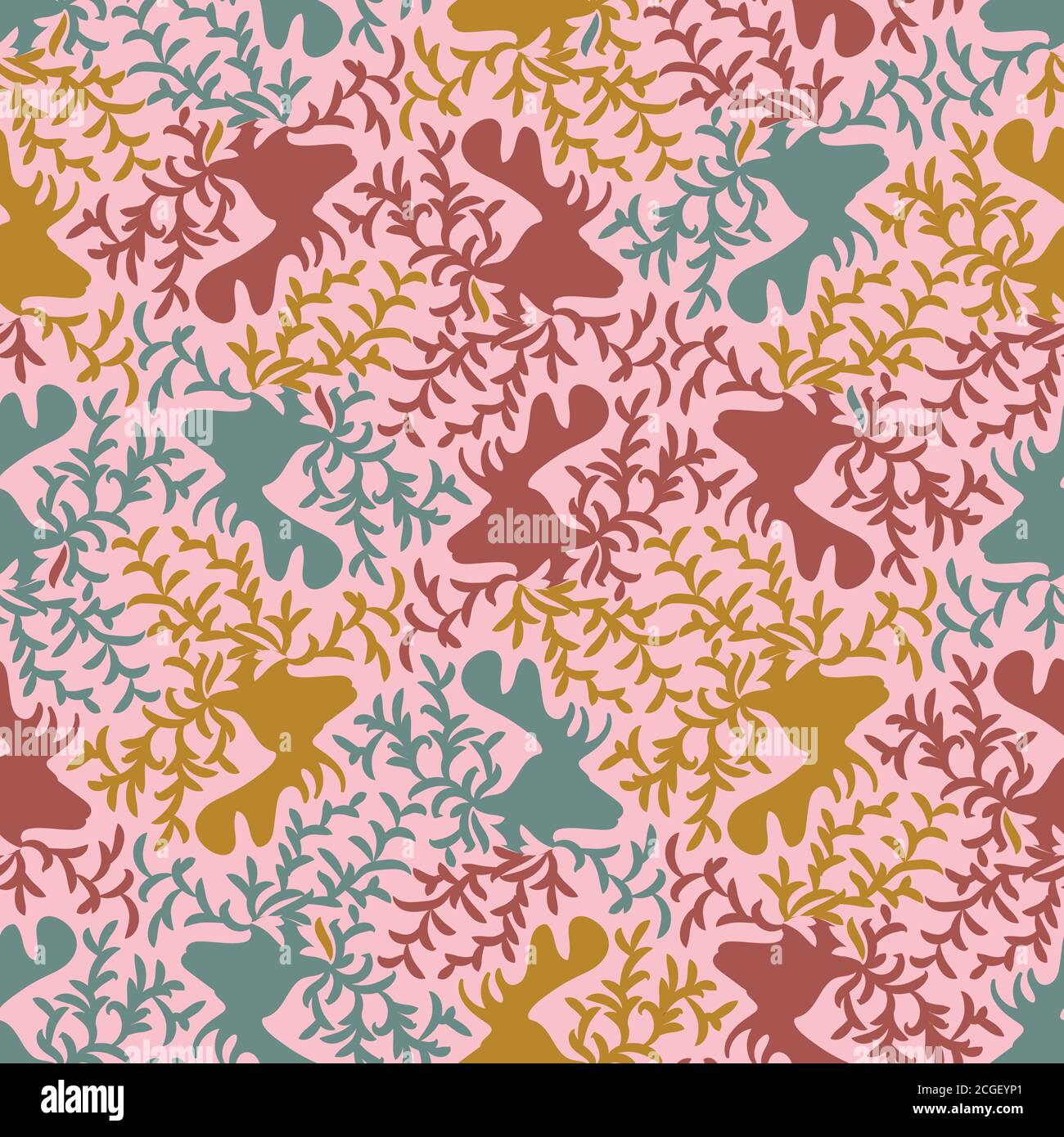 deer heads camouflage seamless vector pattern Stock Vector Image & Art ...