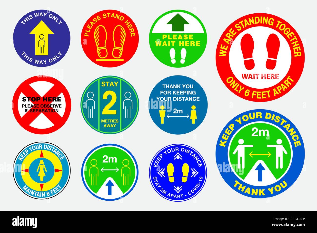 Social distancing floor stickers Stock Vector Images - Alamy