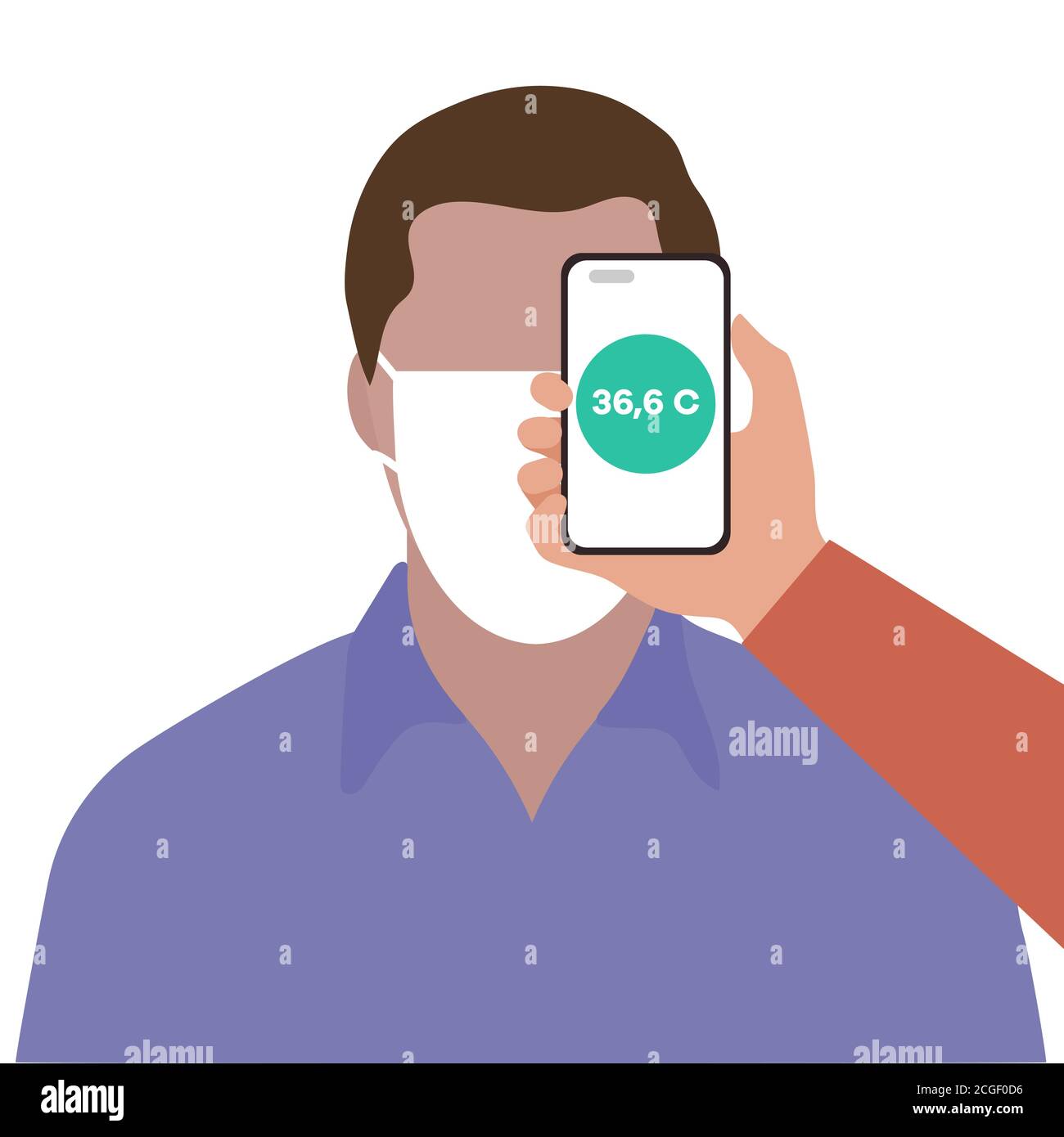 Vector Illustration Phone Placed On Forehead Of Person Remotely