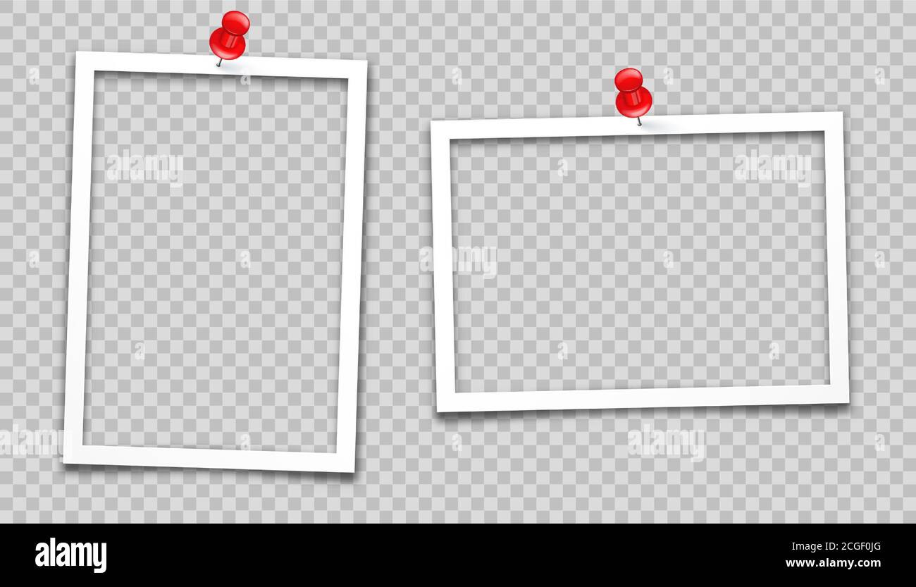 Realistic empty photo card frame, film set. Retro vintage photograph ...