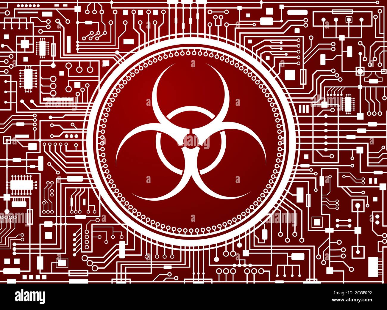 Biohazard red background with huge warning sign in center Stock Vector ...