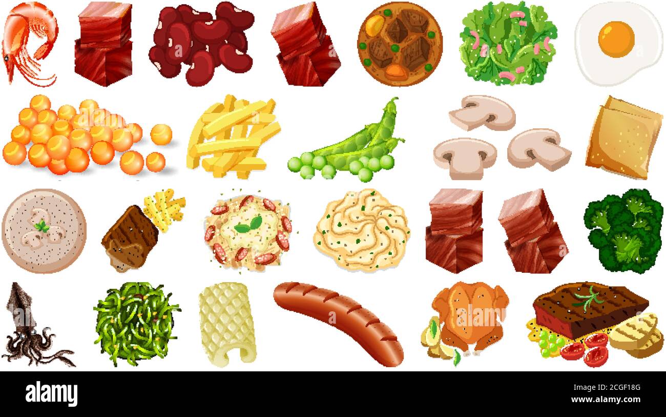 Set of fresh food ingredients illustration Stock Vector Image & Art - Alamy