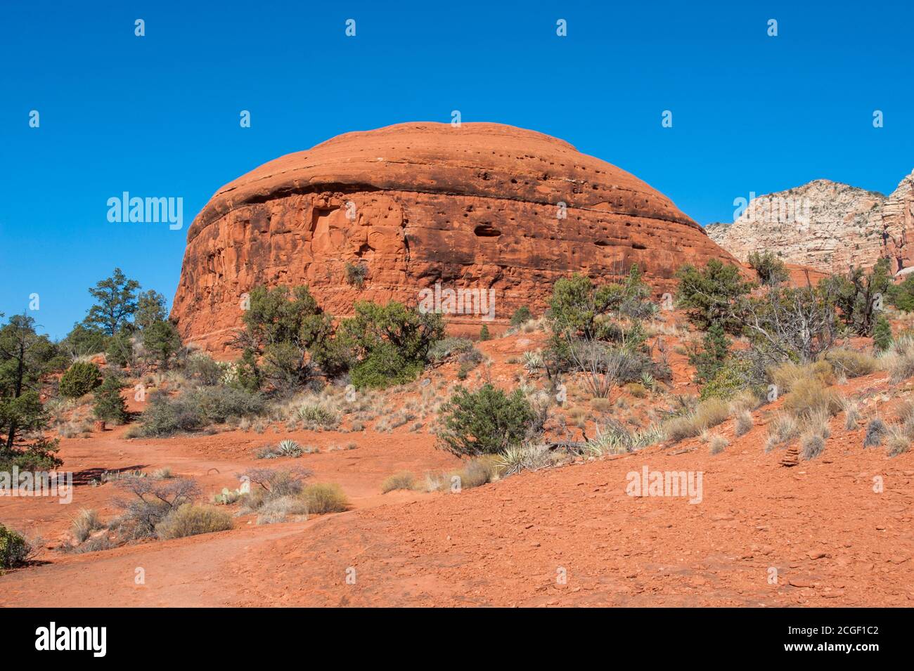 Landscape with an interesting rock formation along the hiking trail ...