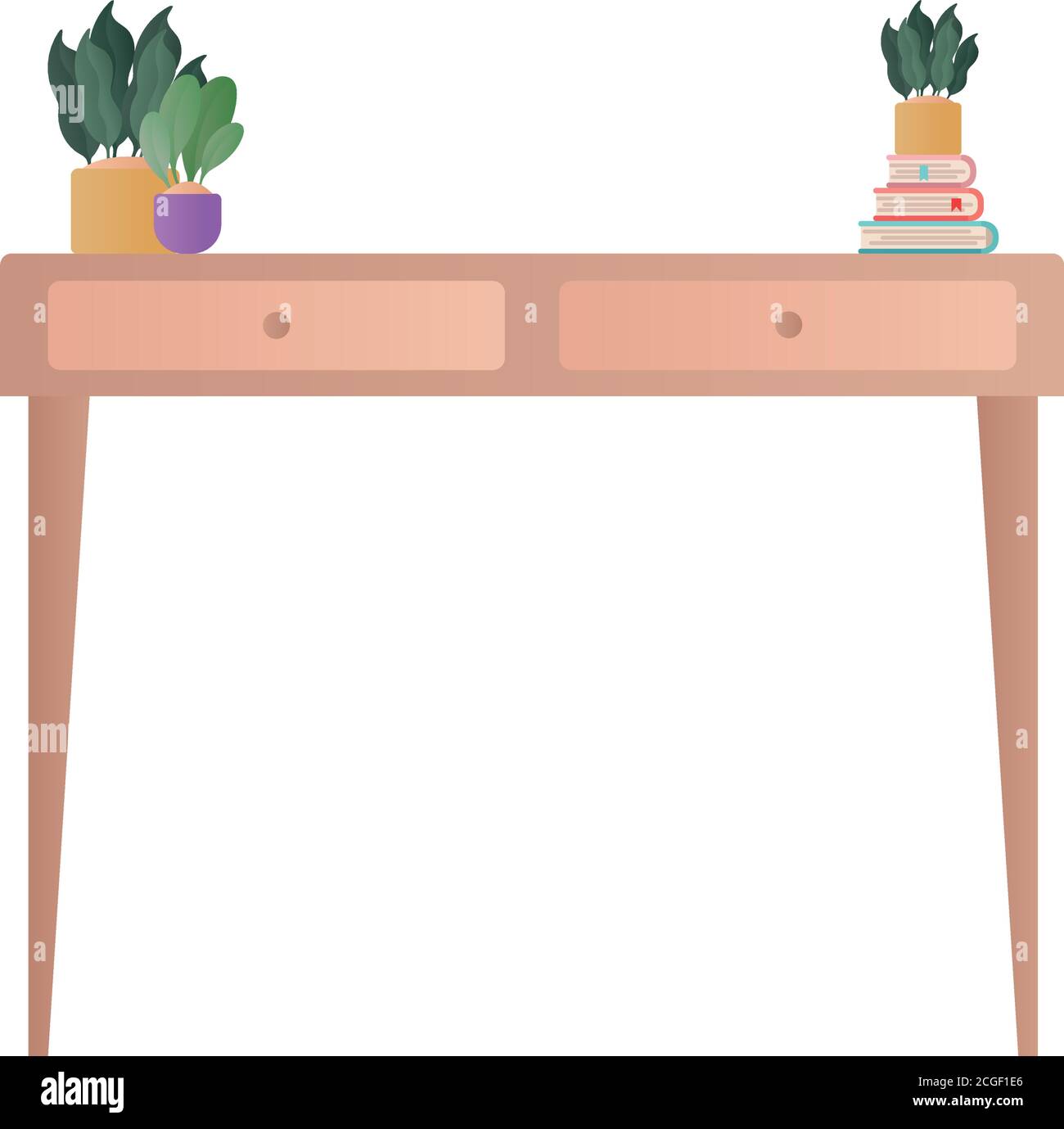 desk with plants and books vector design Stock Vector Image & Art - Alamy
