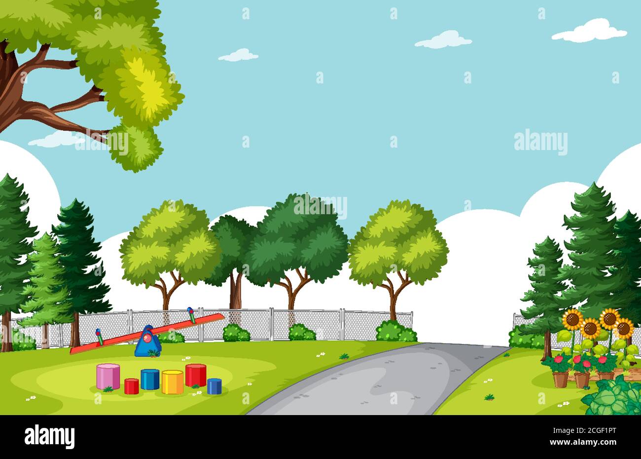 Empty background nature park scenery illustration Stock Vector Image ...