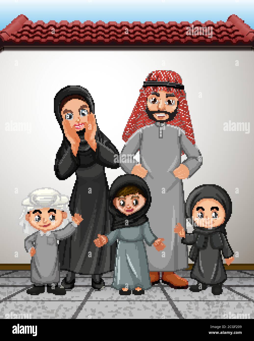 Arabian family on holiday illustration Stock Vector Image & Art - Alamy