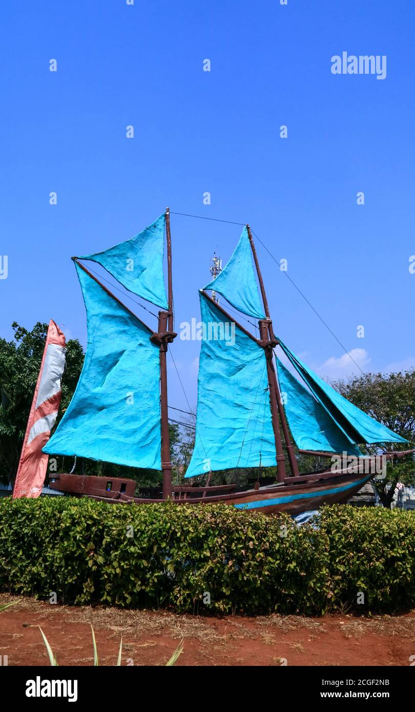 Jakarta, Indonesia - September 1, 2019: Phinisi boat monument at the ...