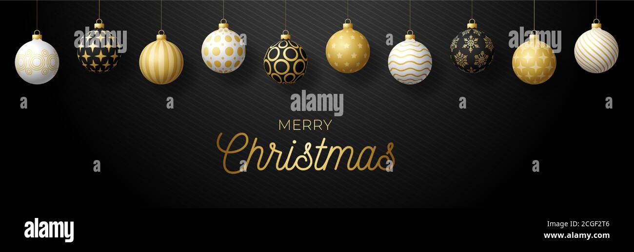 Luxury Merry Christmas horizontal banner. Christmas card with ornate ...