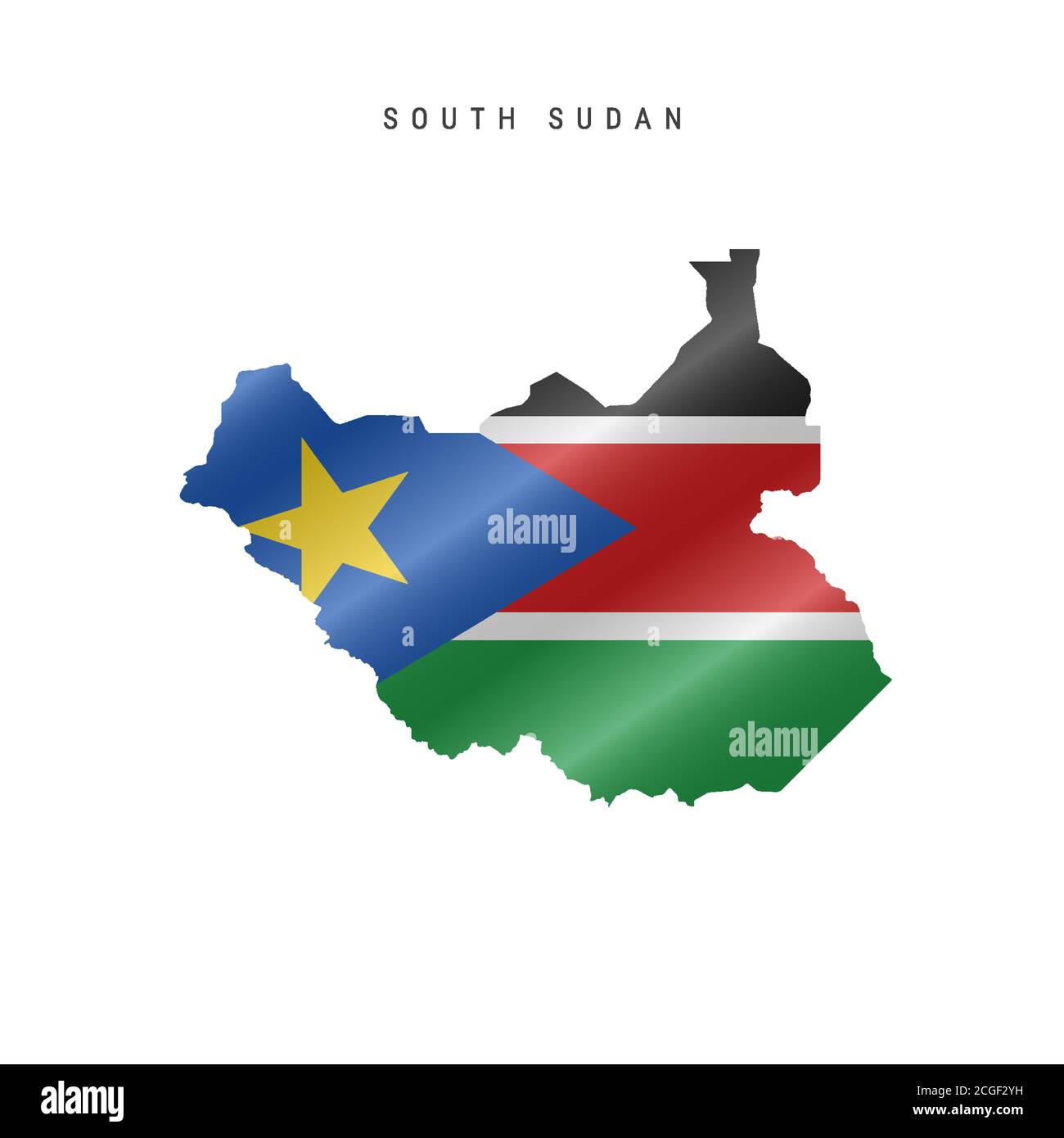 Waving flag map of South Sudan. Vector illustration Stock Vector Image ...