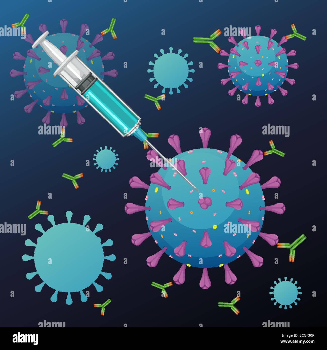 Medical syringe with needle for covid-19 or coronavirus poster or ...