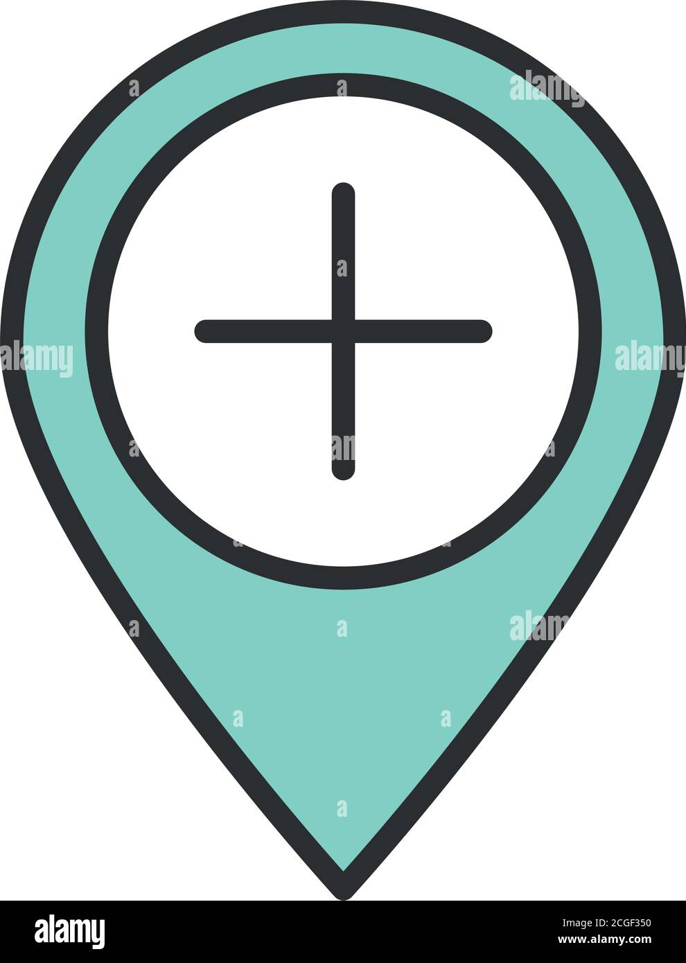 gps navigation pointer medical destination line and fill vector ...