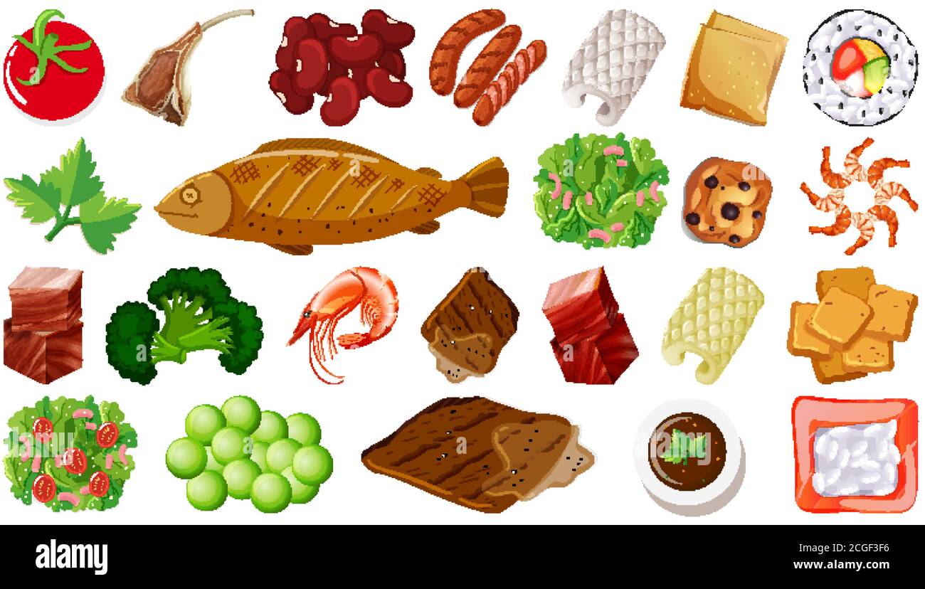 Set of fresh food ingredients illustration Stock Vector Image & Art - Alamy