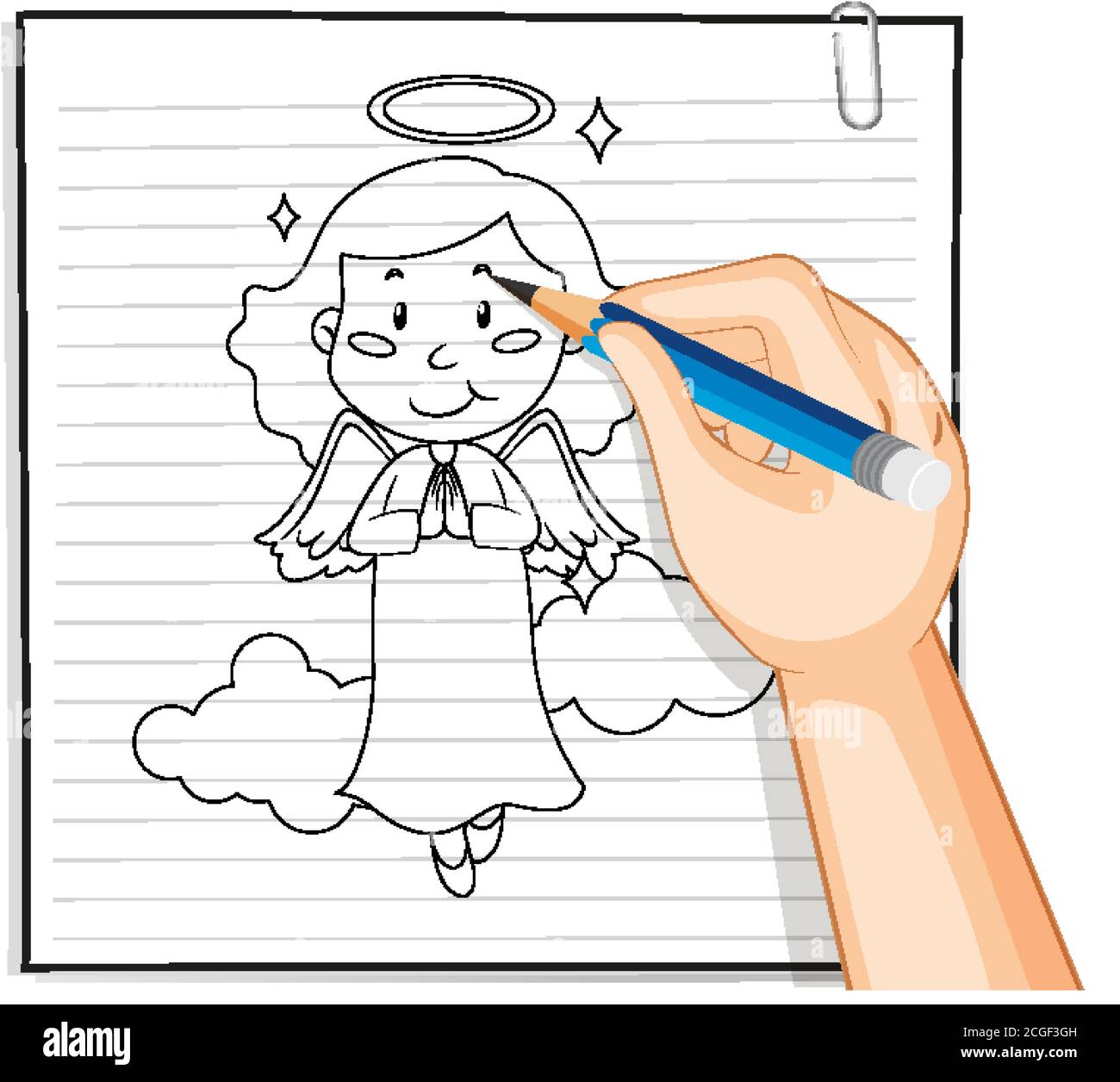 Hand drawing of angel outline illustration Stock Vector Image & Art - Alamy