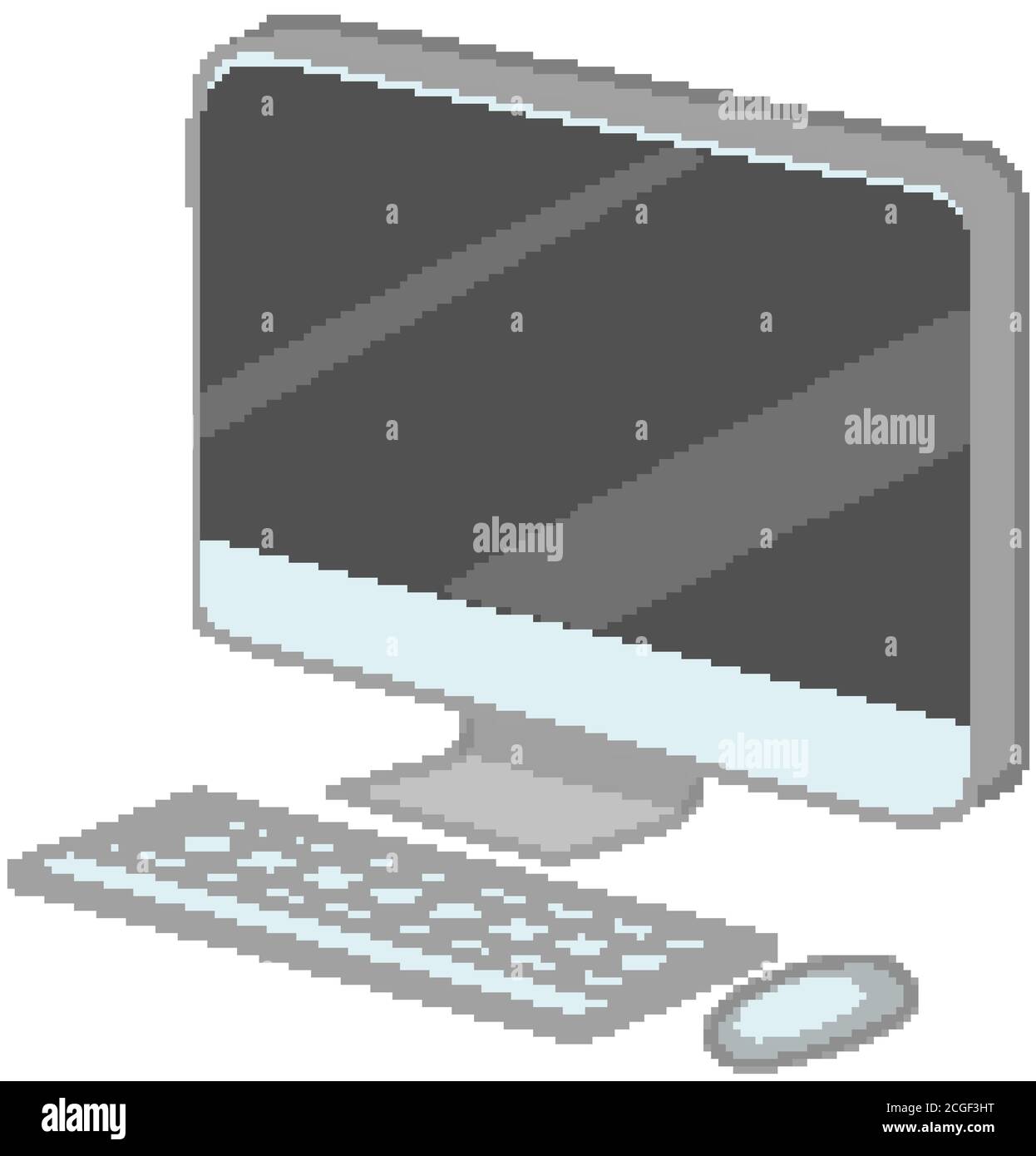 Computer with keyboard and mouse cartoon style isolated illustration ...