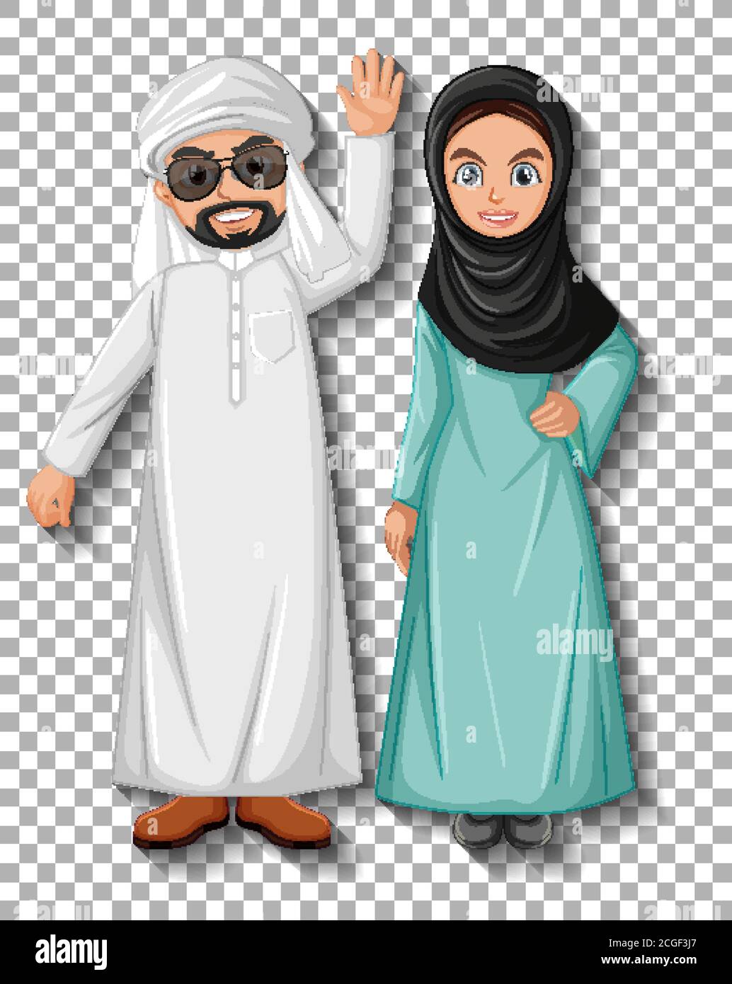 Arabic couple cartoon character illustration Stock Vector Image & Art ...