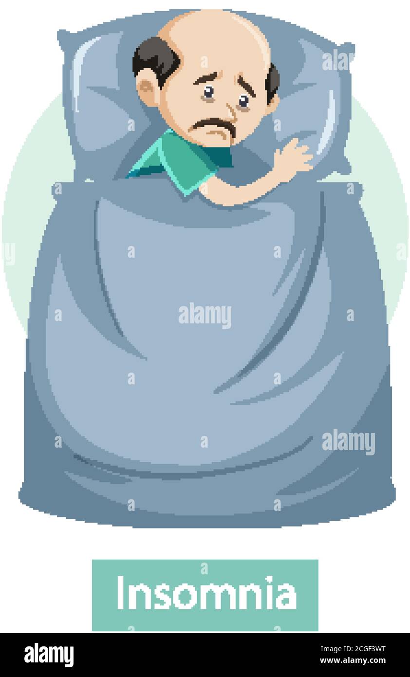 Cartoon character with insomnia symptoms illustration Stock Vector ...