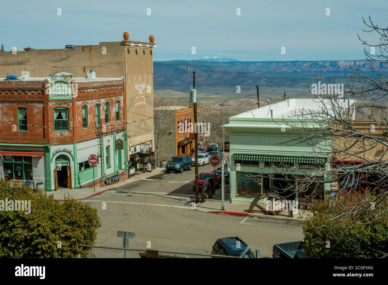 View of Main Street with the Conner Hotel (1898) in the old mining town ...
