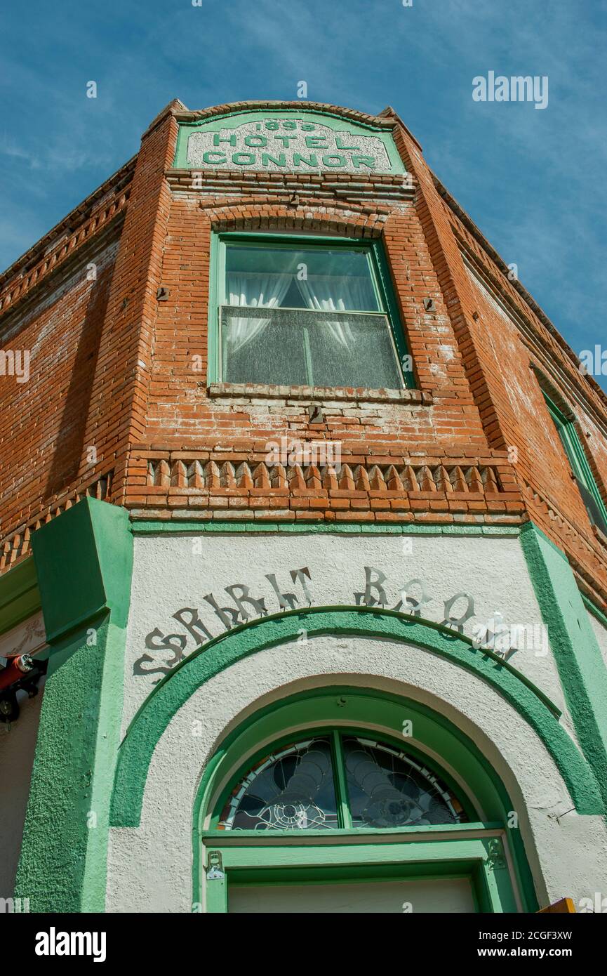 Detail of the Conner Hotel (1898) on Main Street in the old mining town ...