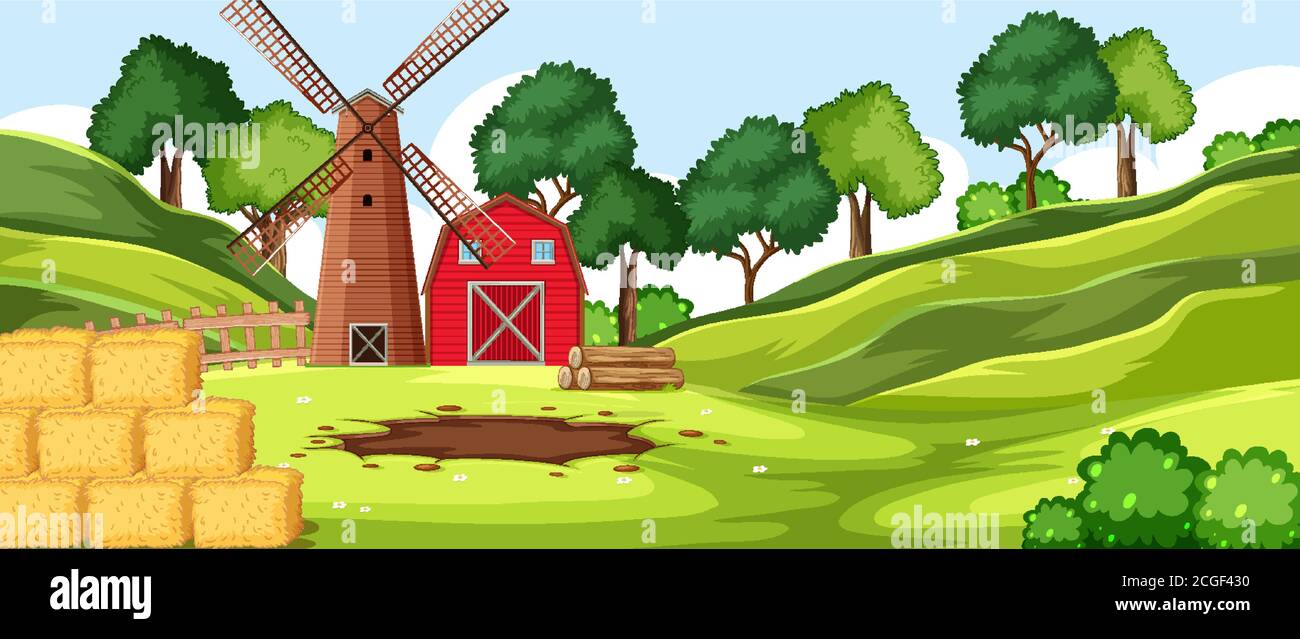 Empty background nature farm scenery illustration Stock Vector Image ...
