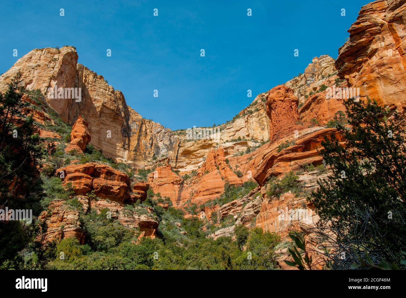 Red rock formations showing erosion in the Fay Canyon near Sedona ...