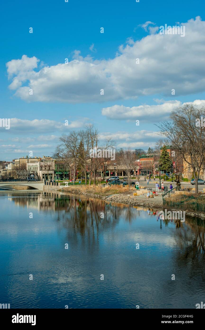 The Cannon River flowing through the city of Northfield in Minnesota ...