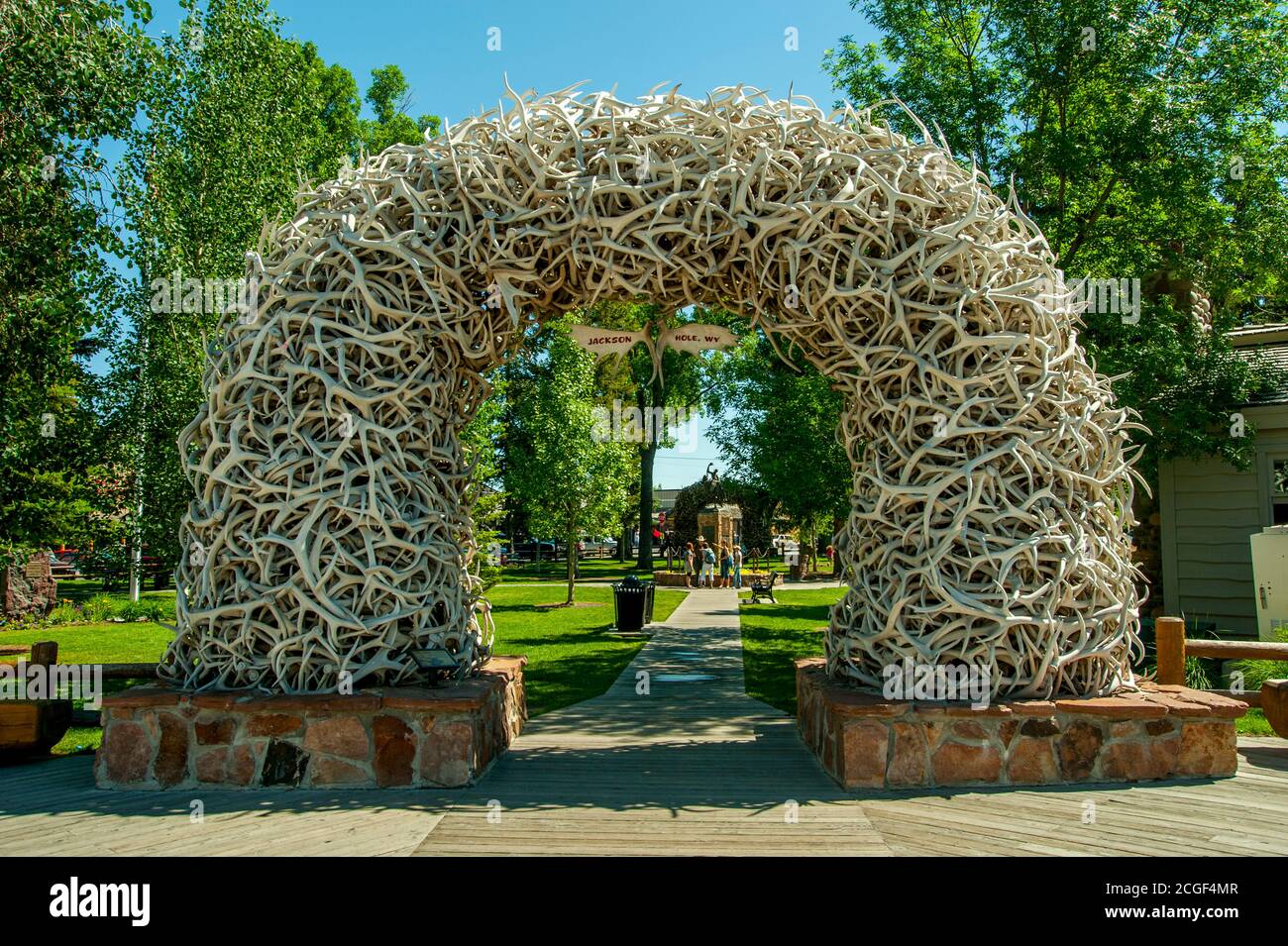 One of the four Elk Antler Arches on Town Square, built entirely from ...