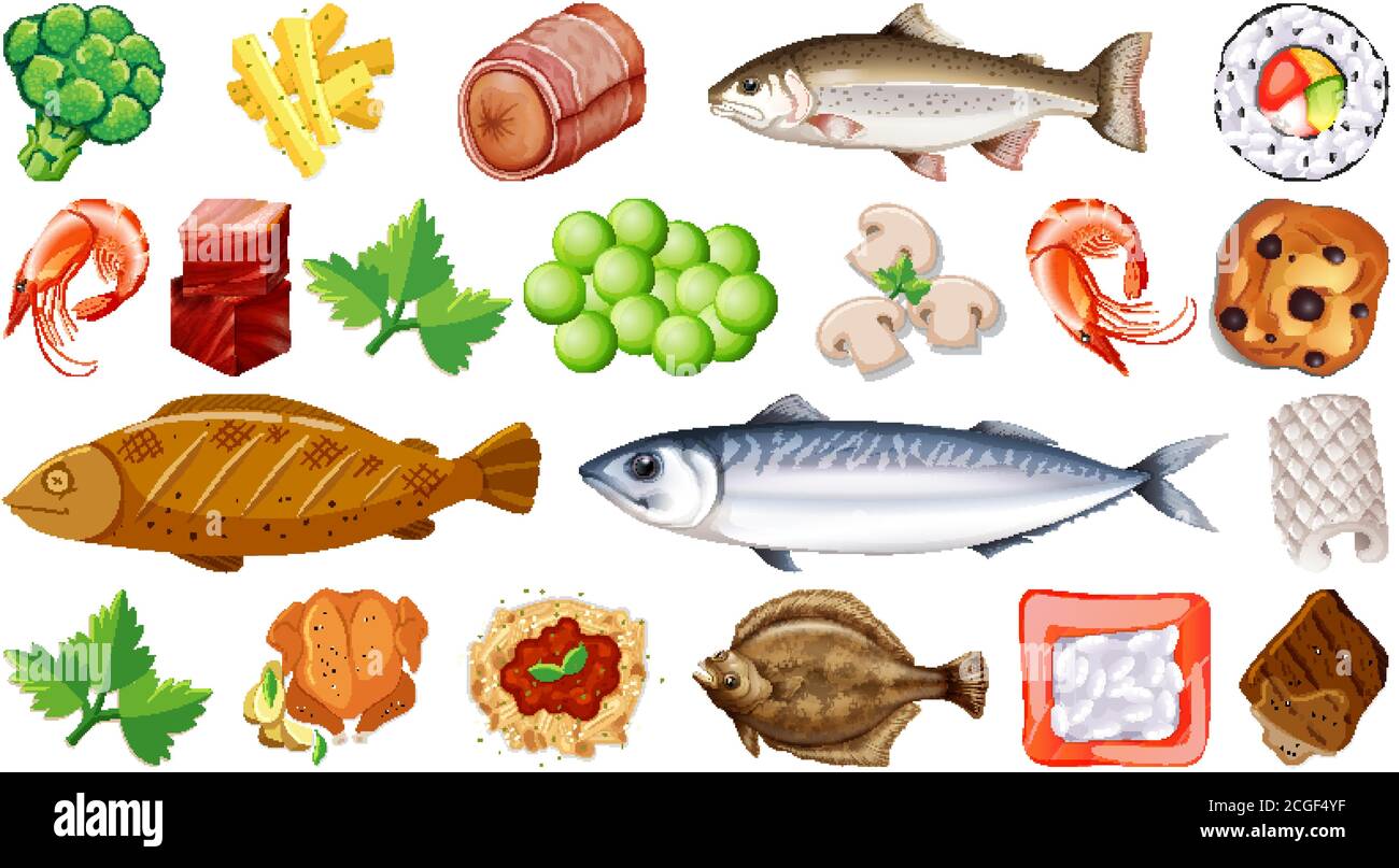Set of fresh food ingredients illustration Stock Vector Image & Art - Alamy