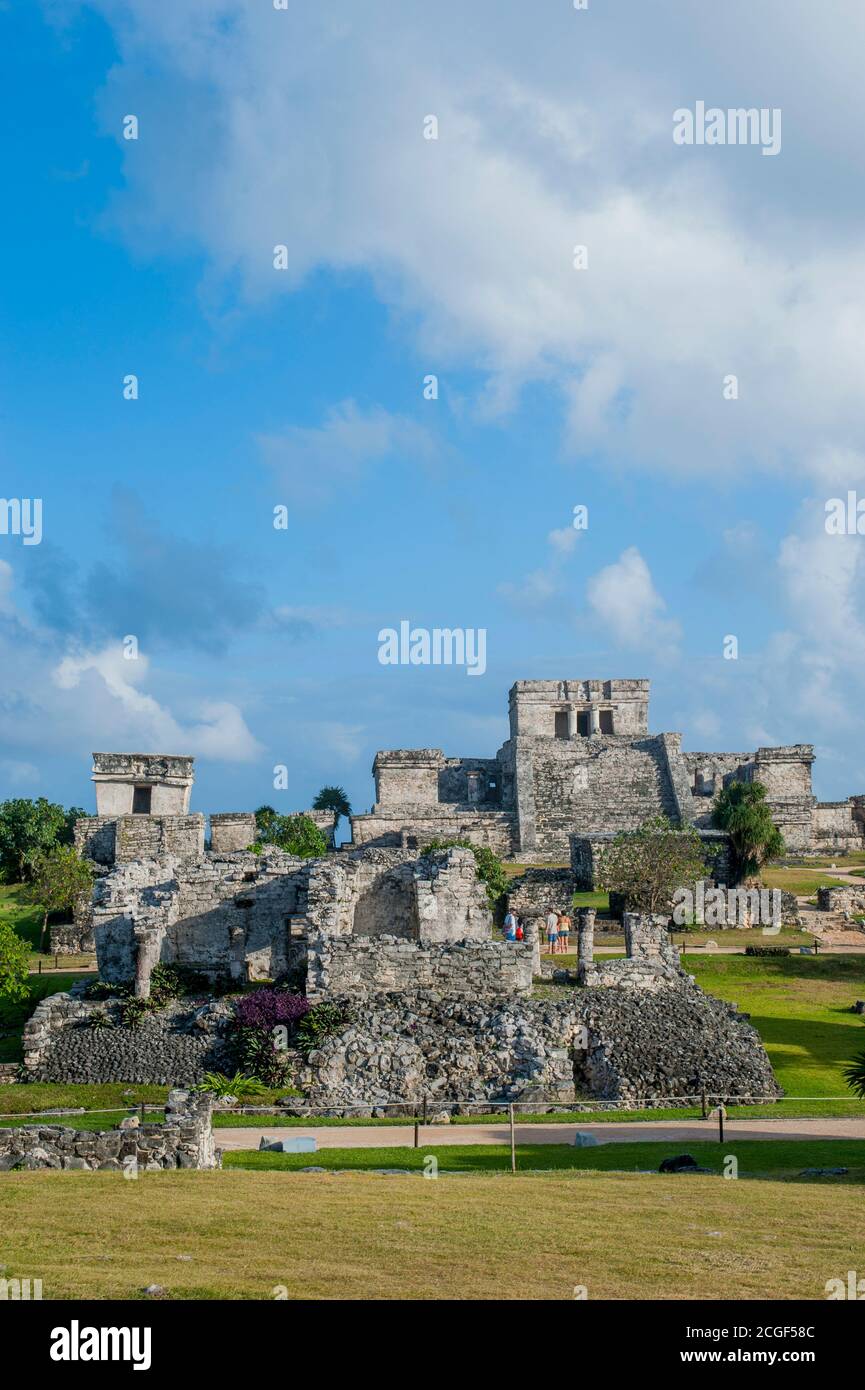 View of the House of the Columns, El Castillo (castle), and the Temple ...