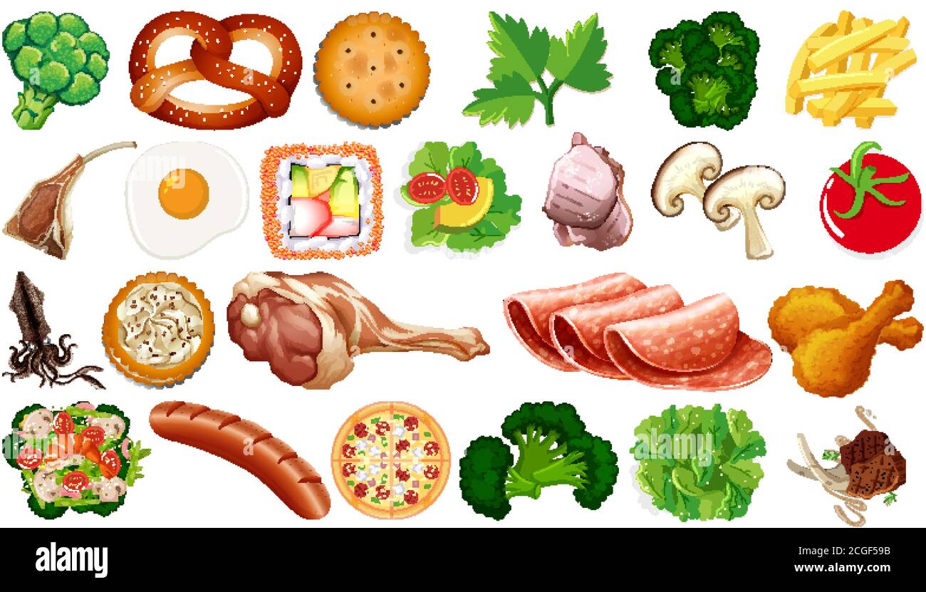 Set of fresh food ingredients illustration Stock Vector Image & Art - Alamy